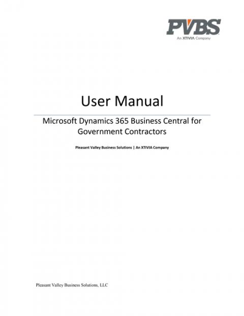 User Manual Microsoft Dynamics 365 Business Central - GovCon365